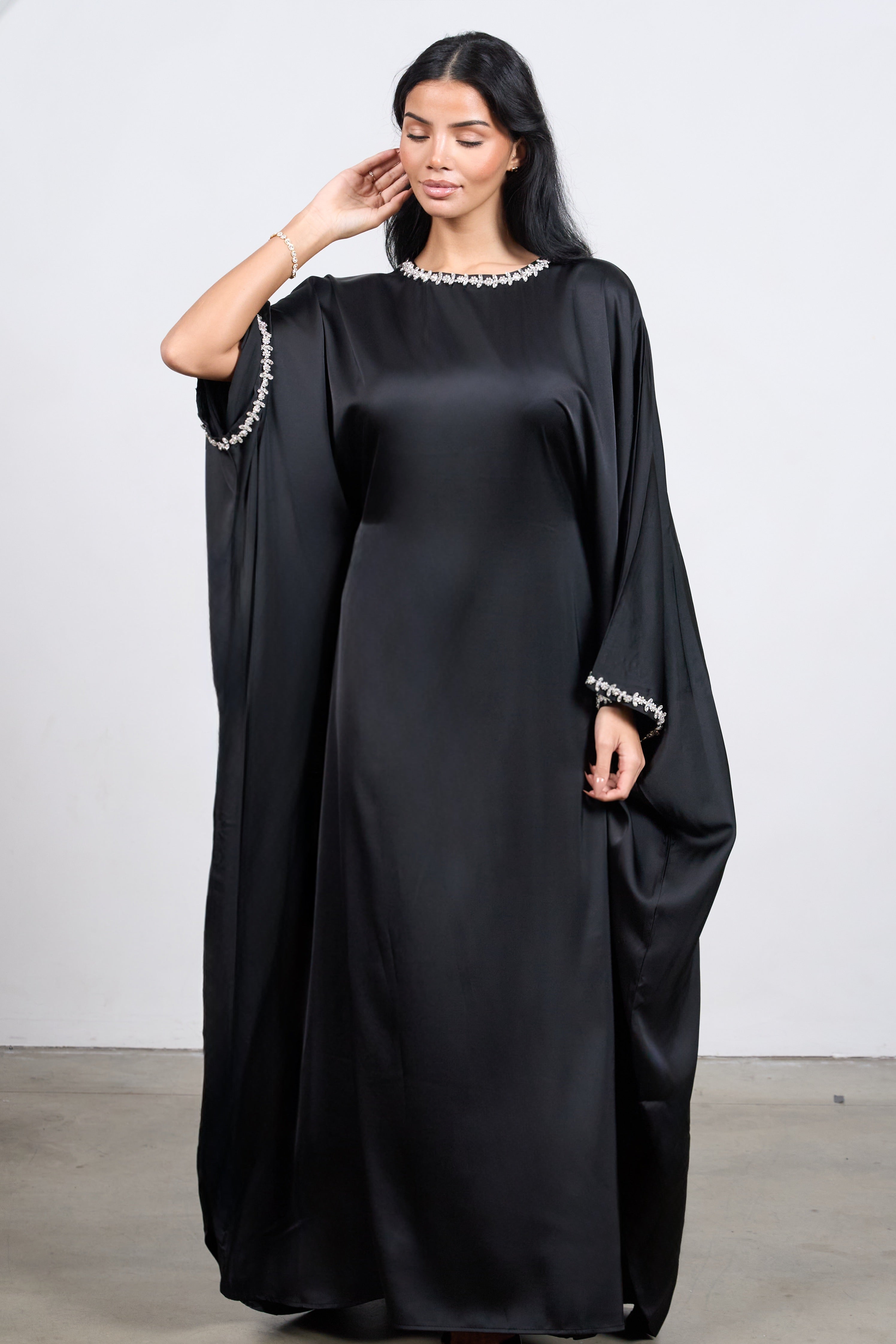 Diamond Tie Abaya Dress – Black | Elegant Modest Abaya with Waist Tie ...